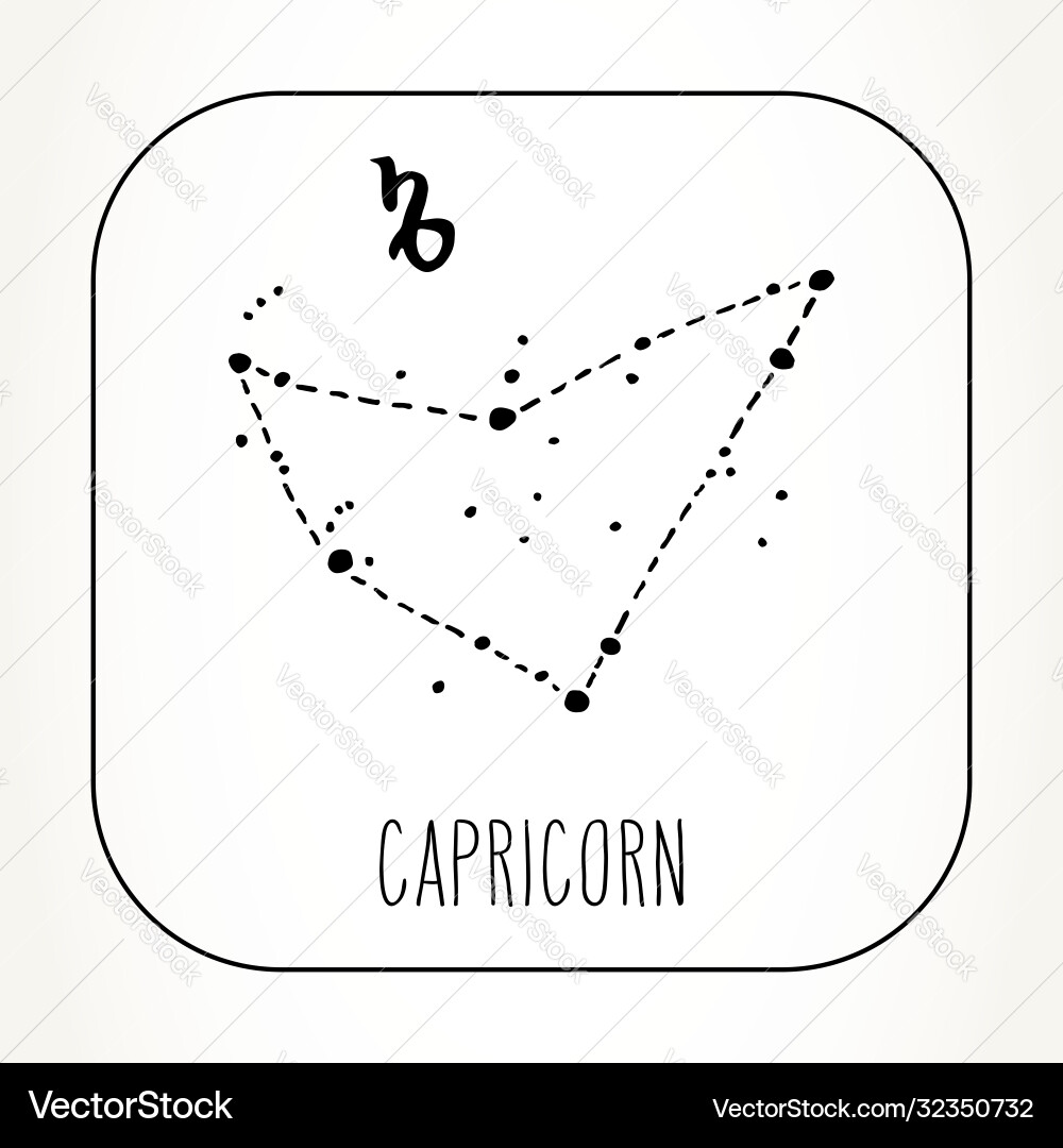 Capricorn zodiac sign hand drawn constellation Vector Image