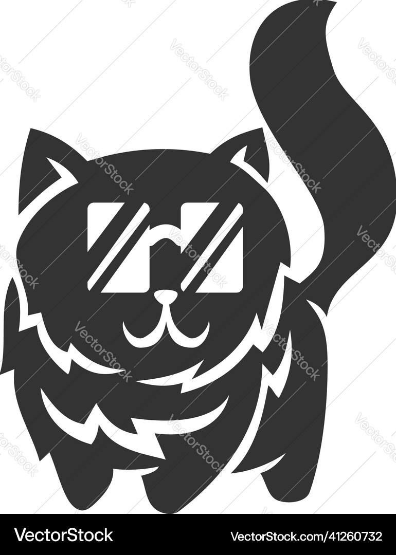 Cat standing with glasses icon brand identity Vector Image