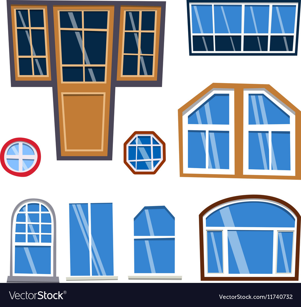 Different house windows elements Royalty Free Vector Image