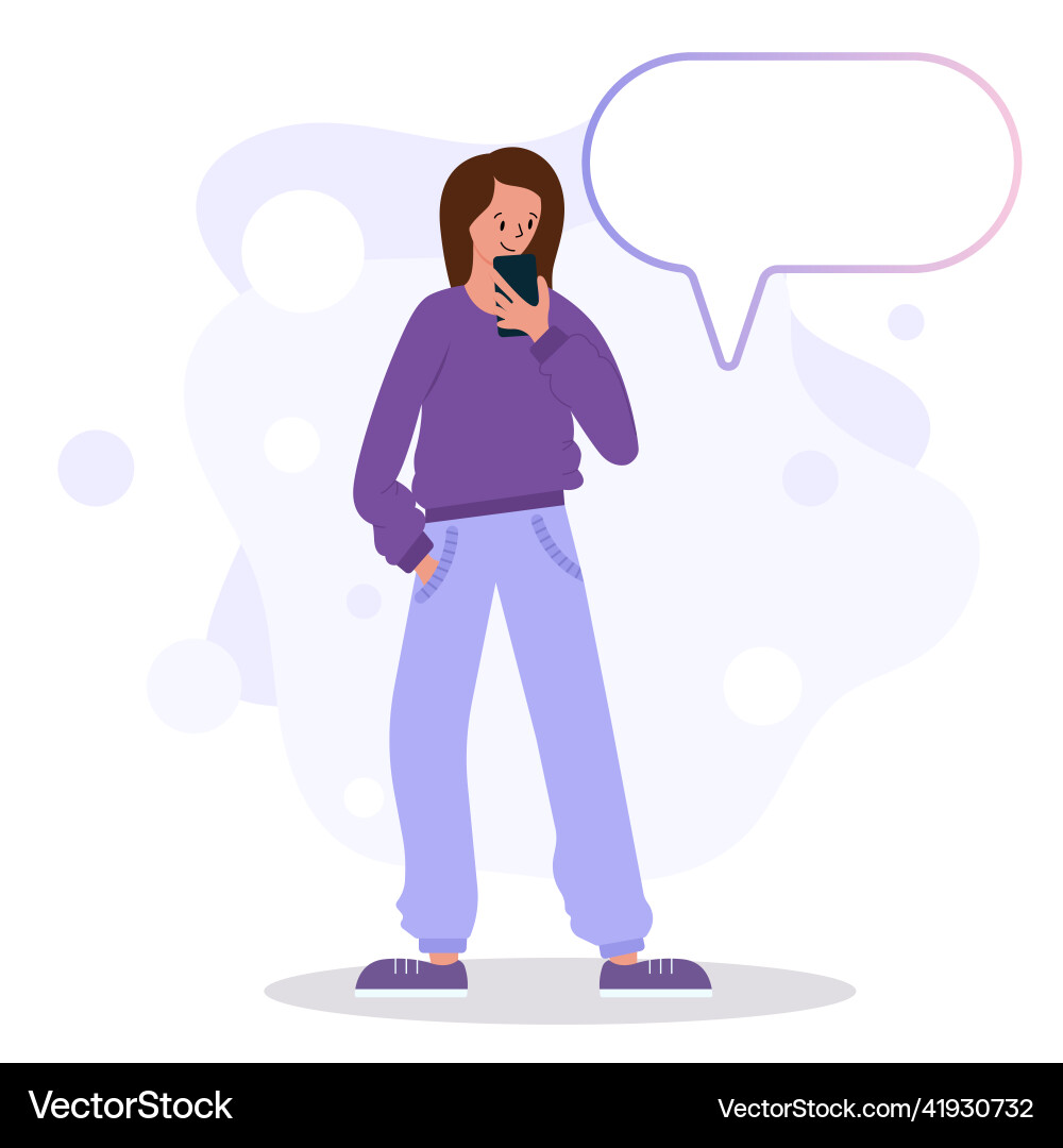 Girl with a mobile phone Royalty Free Vector Image