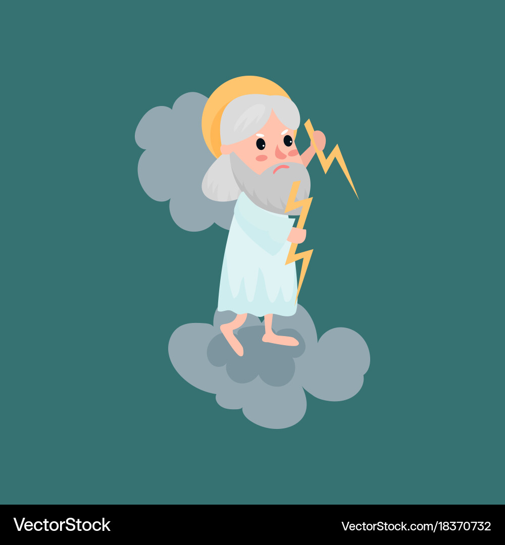 God character throwing a bolt of lightning Vector Image