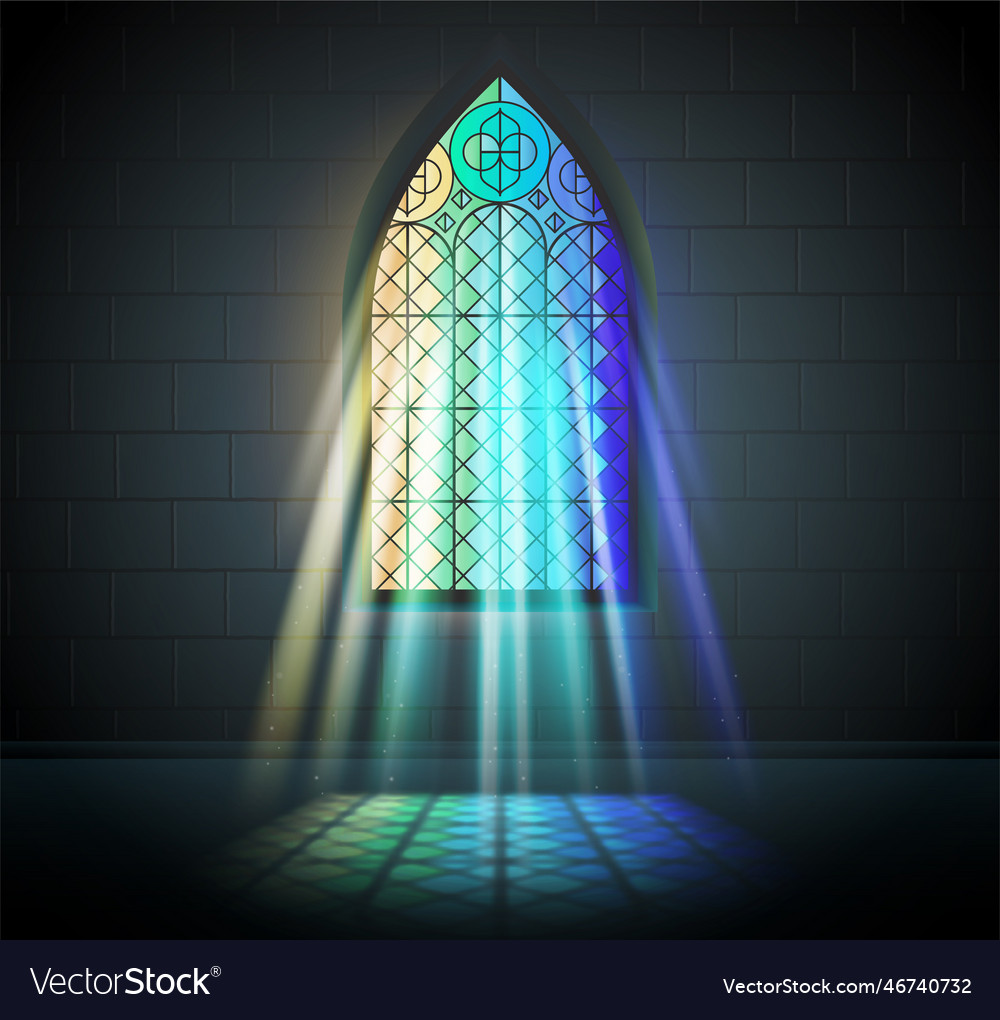 Mosaic window temple composition Royalty Free Vector Image