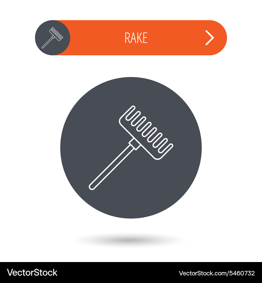 Rake icon gardening equipment sign Royalty Free Vector Image