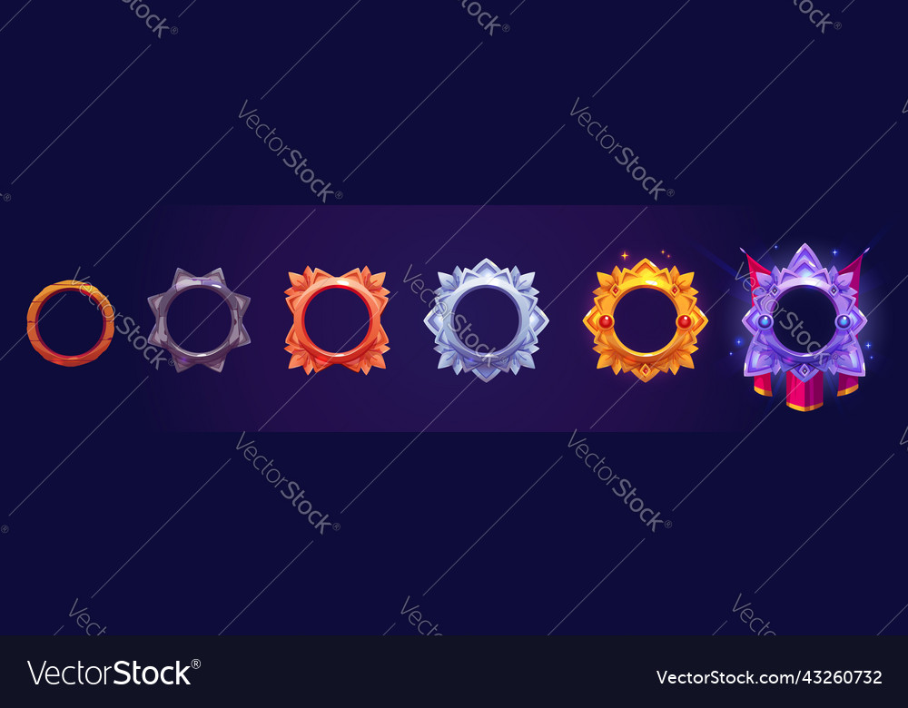 Rank frames ui game borders evolution set Vector Image