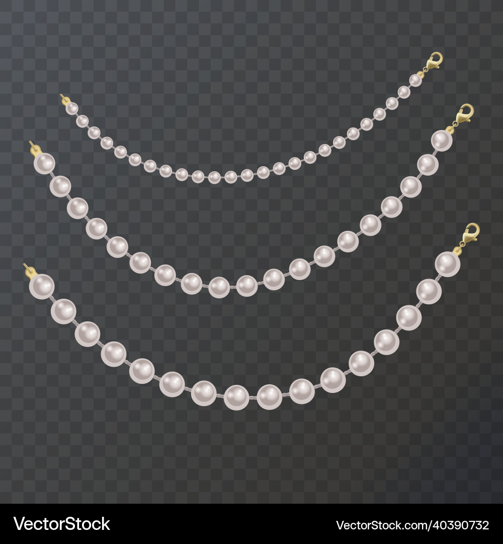 Realistic pearl bead chain necklace on dark Vector Image