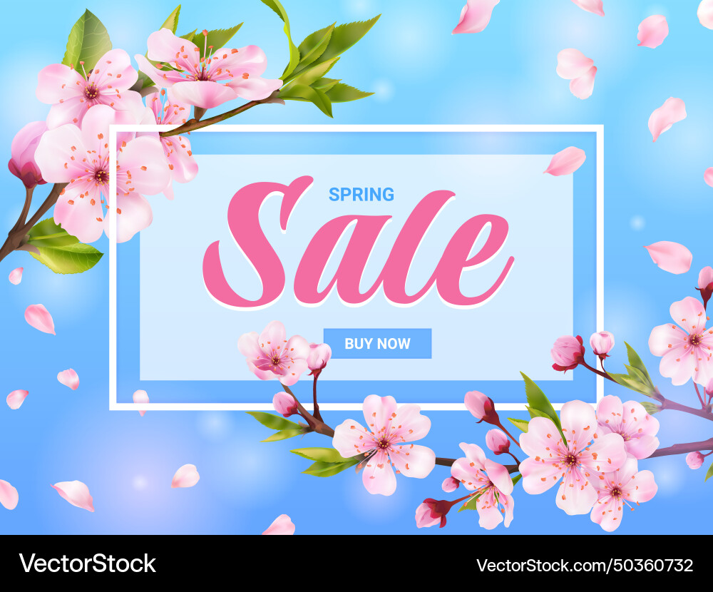 Realistic sakura banner blossom japanese Vector Image