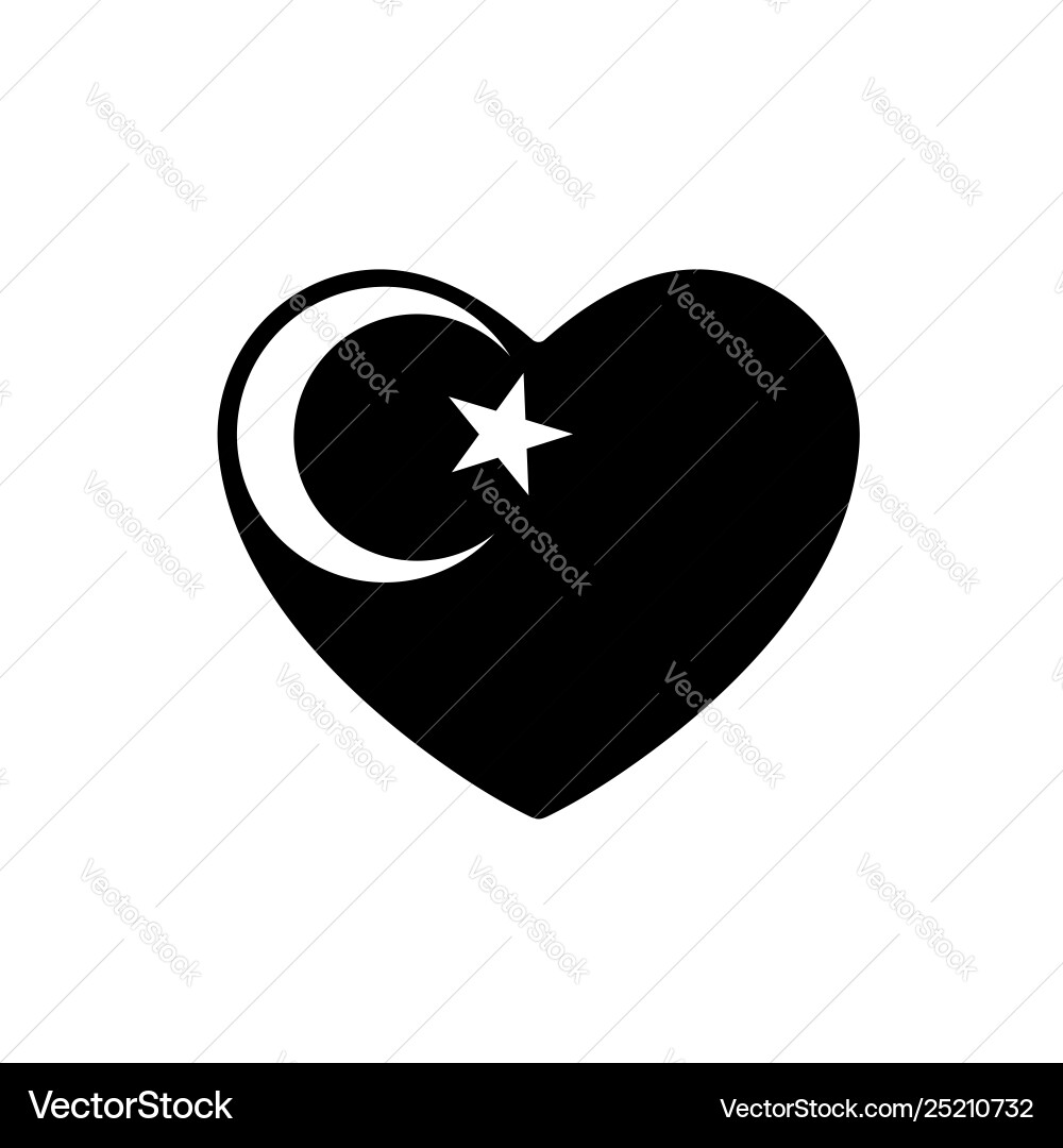 Revered heart symbol star and crescent moon Vector Image