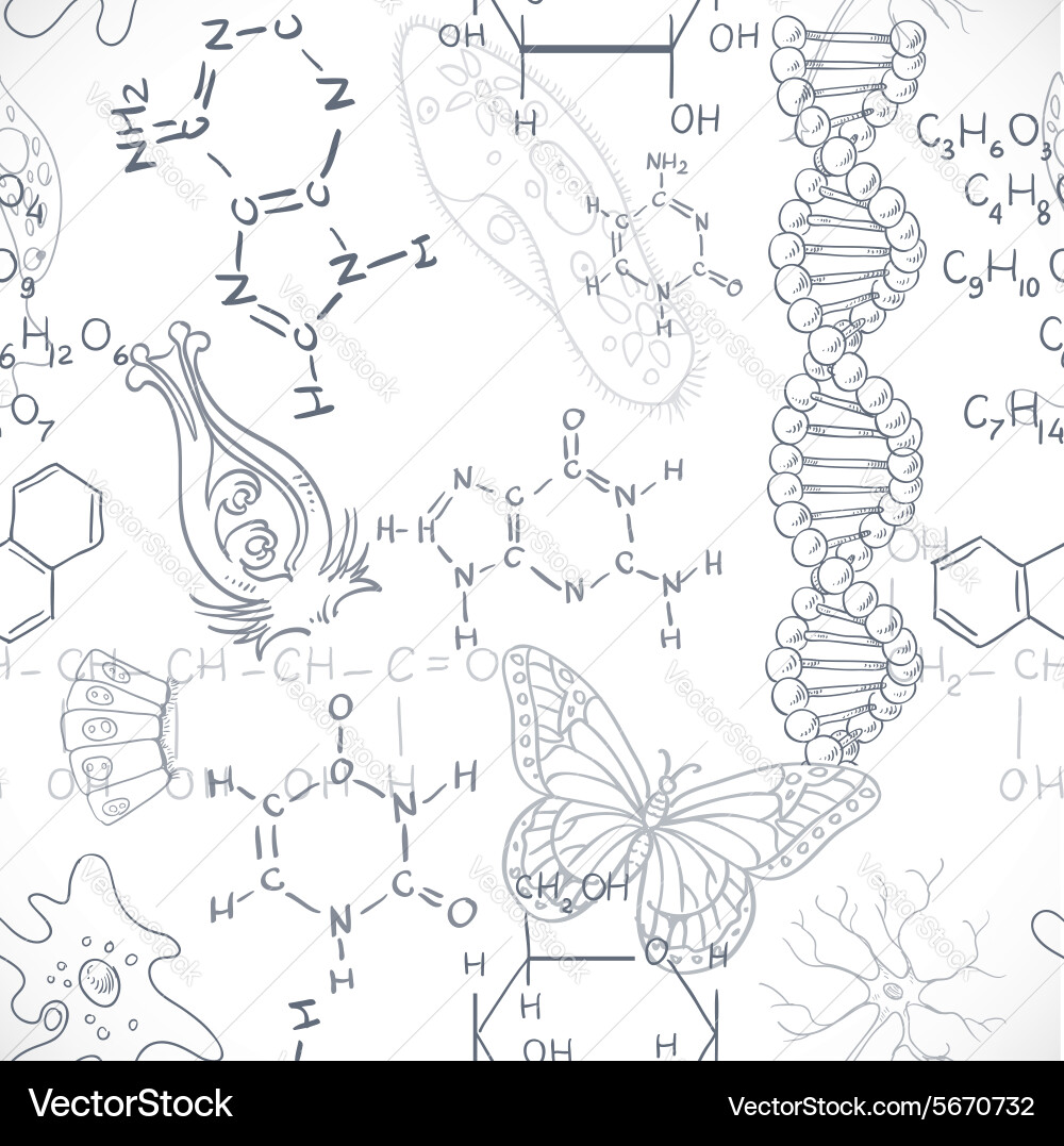 Seamless pattern of the formulas on biology Vector Image