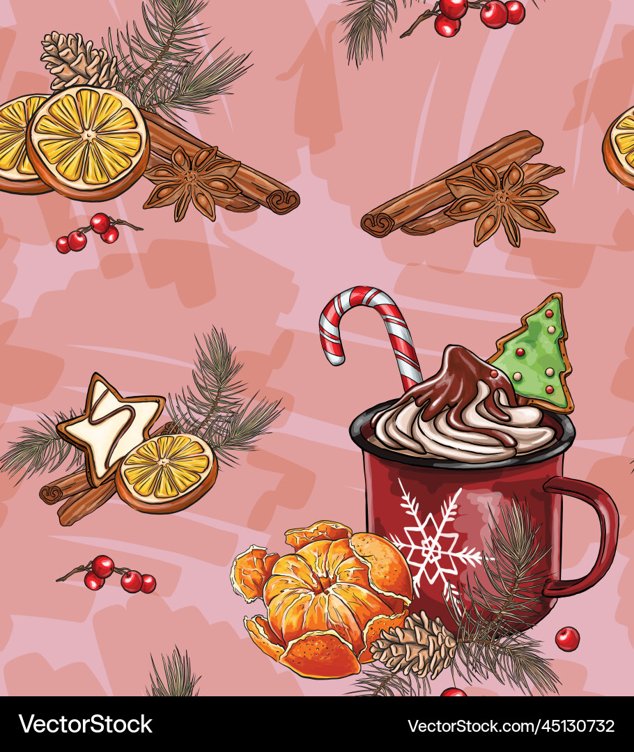 Seamless patterns cup of hot chocolate or coffee Vector Image