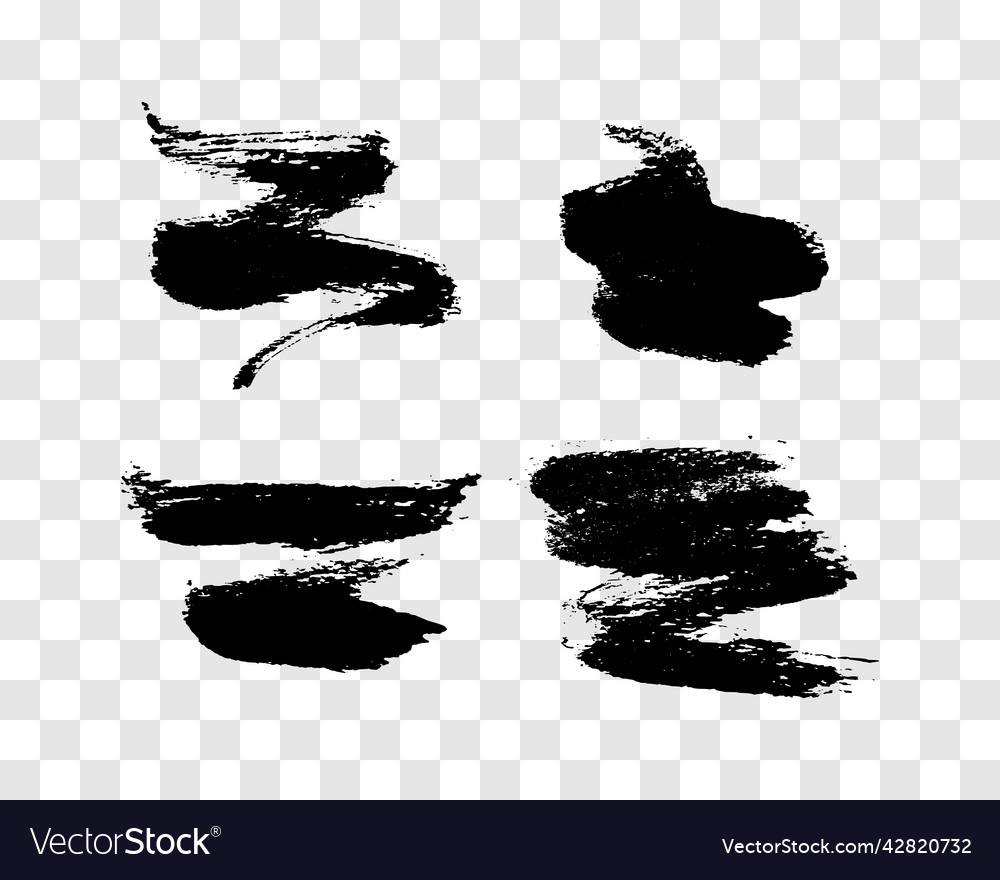 Set of black hand drawn brush strokes Royalty Free Vector