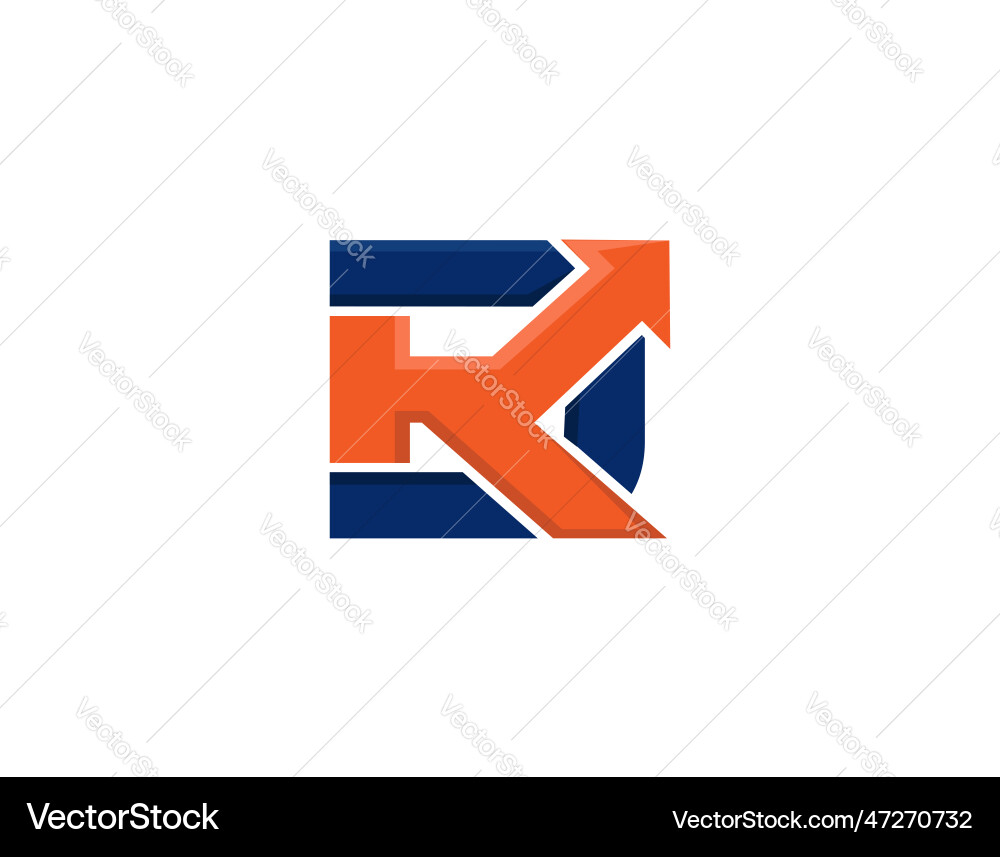 Simple orange blue initial letter dk logo design Vector Image
