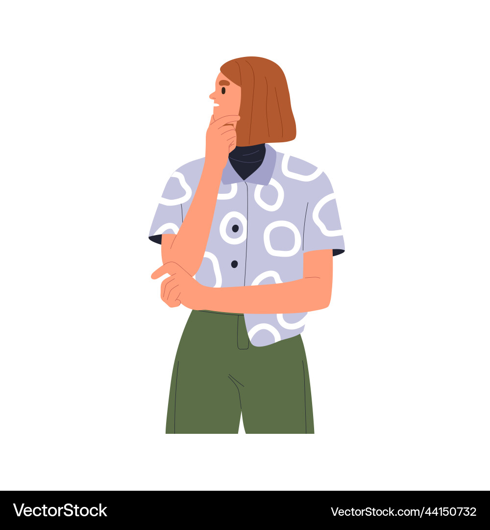 Woman thinking wondering pondering young Vector Image