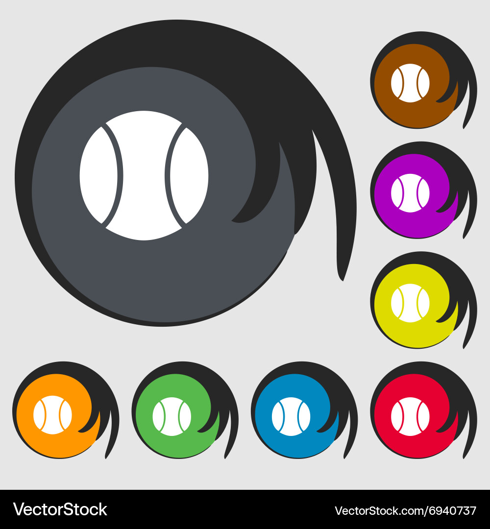 Baseball icon symbols on eight colored buttons Vector Image