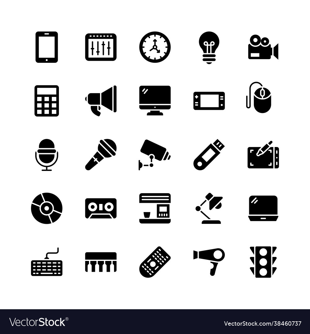 Electronics solid icons 2 Royalty Free Vector Image