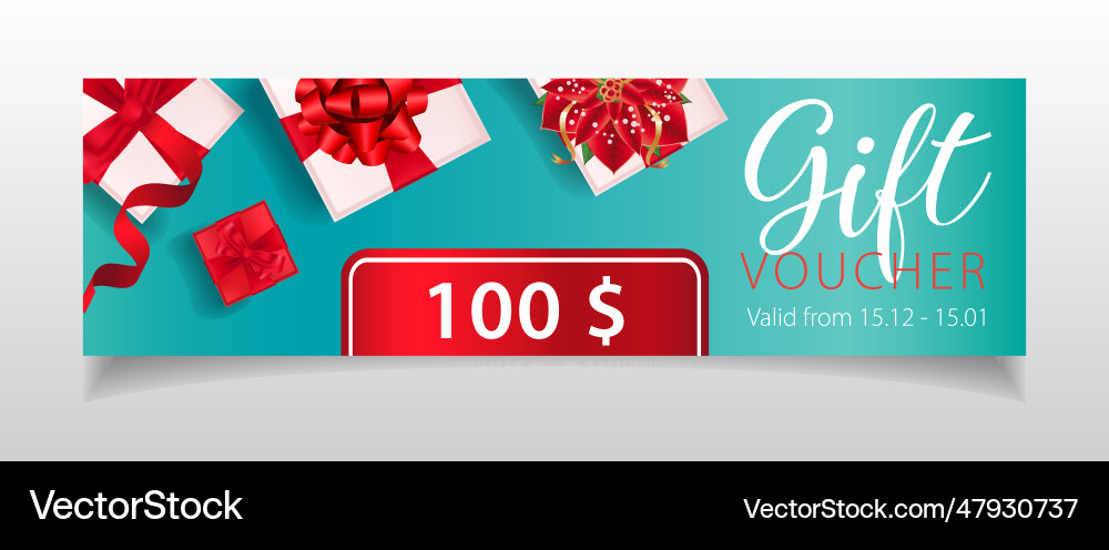Gift voucher lettering with boxes Royalty Free Vector Image