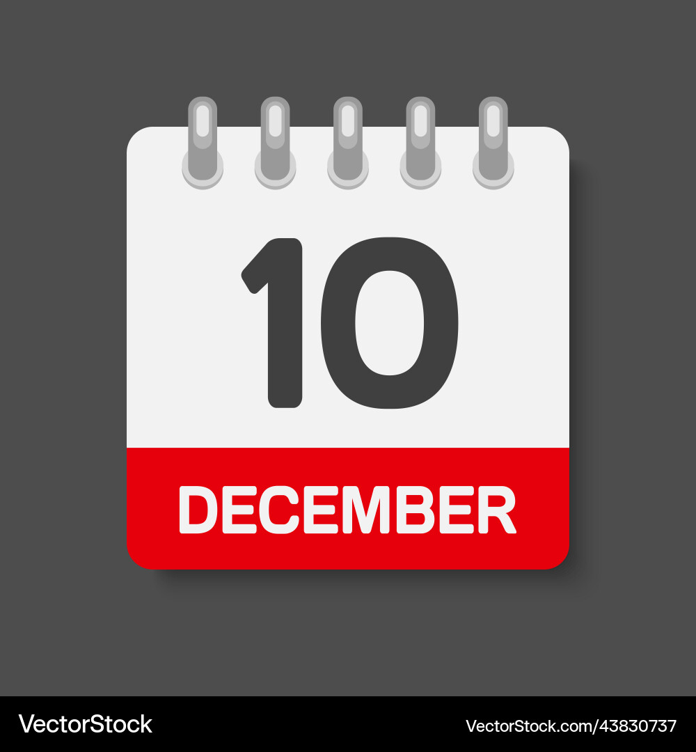 Icon day date 10 december template calendar page Vector Image