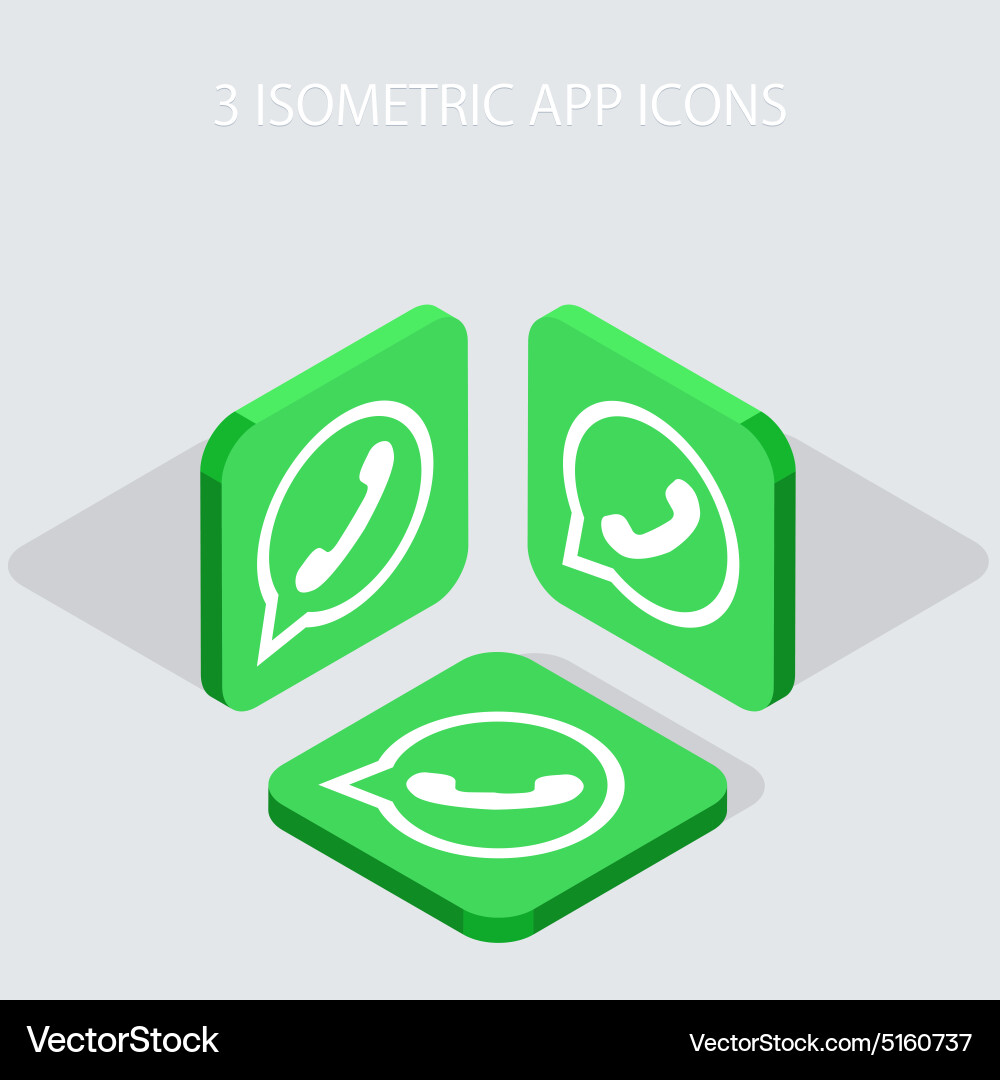 Modern 3 isometric telephone app icons Royalty Free Vector