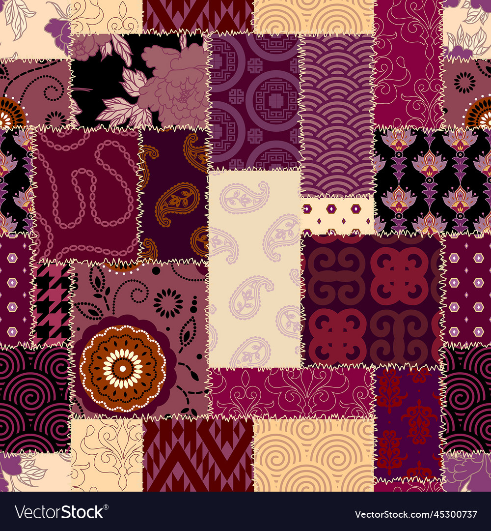 Patchwork textile pattern seamless quilting Vector Image