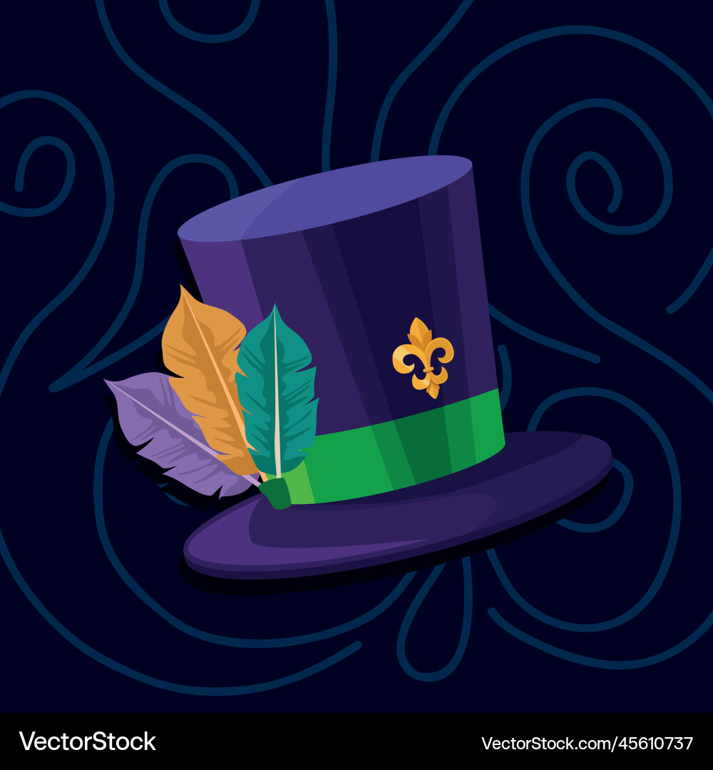 Purple tophat with feathers Royalty Free Vector Image