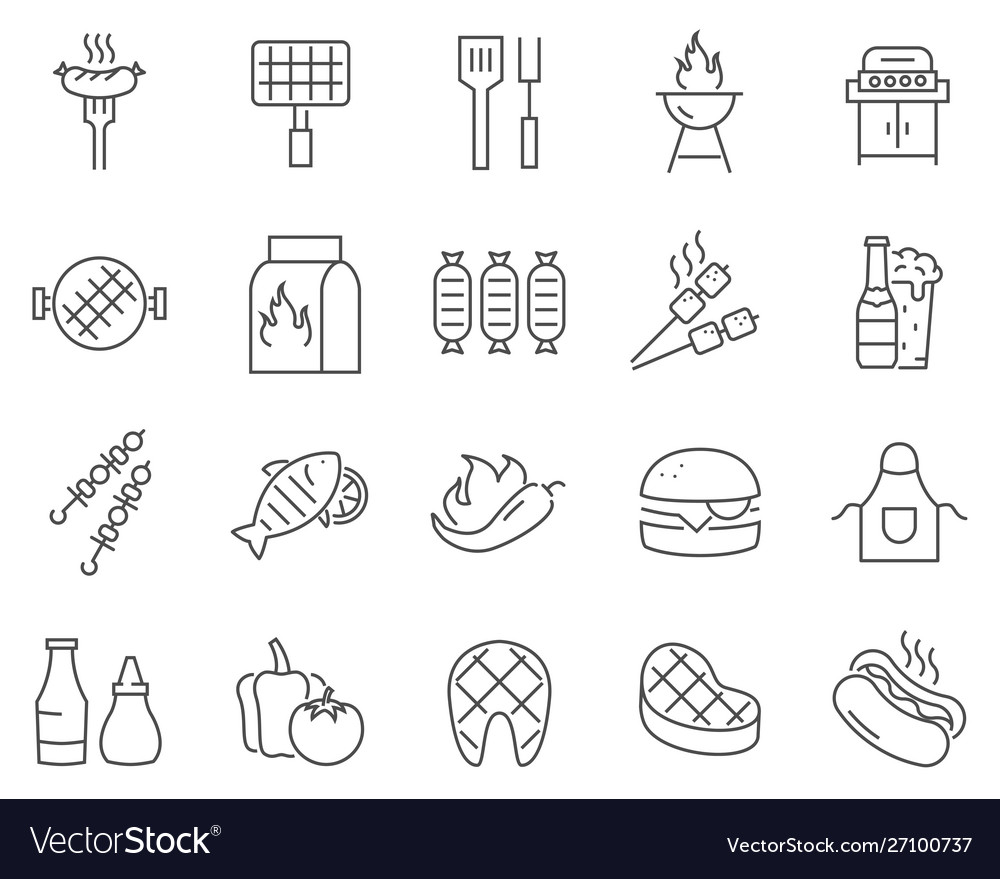 Set barbecue line icons Royalty Free Vector Image