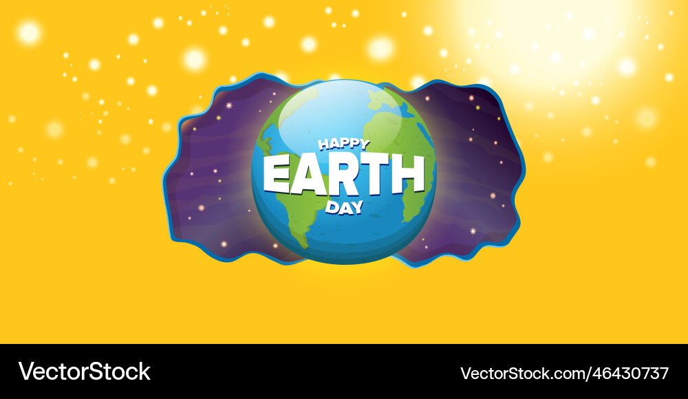 World earth day cartoon horizontal banner Vector Image