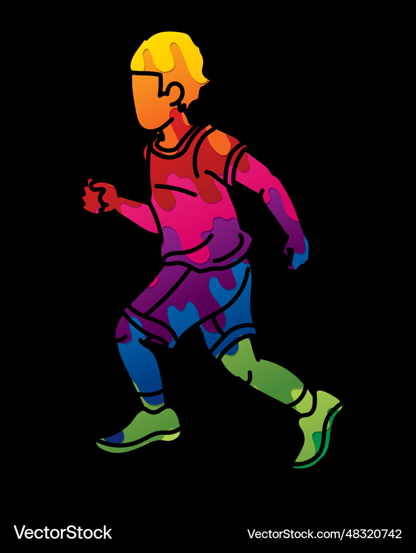 A boy running child runner cartoon action graphic Vector Image