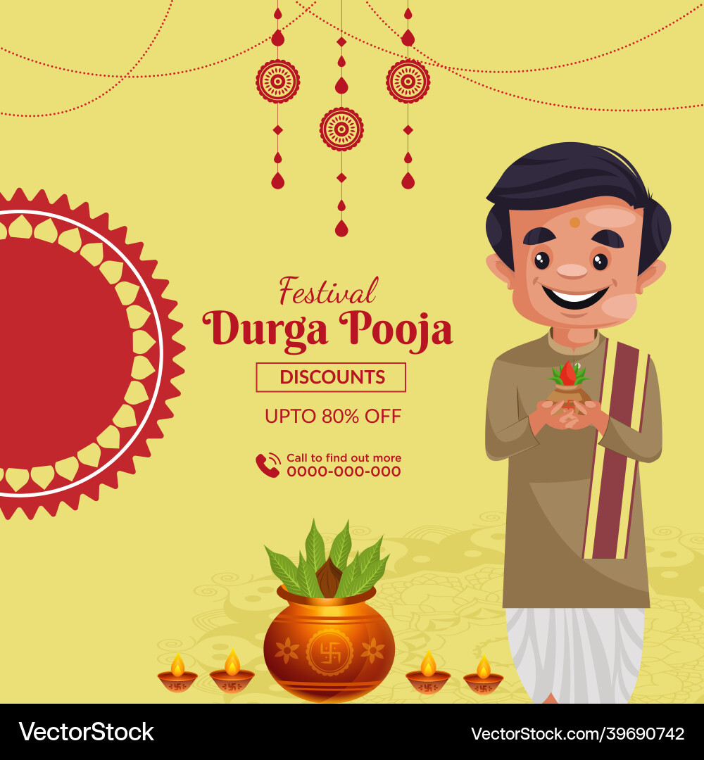 Banner design of durga pooja Royalty Free Vector Image