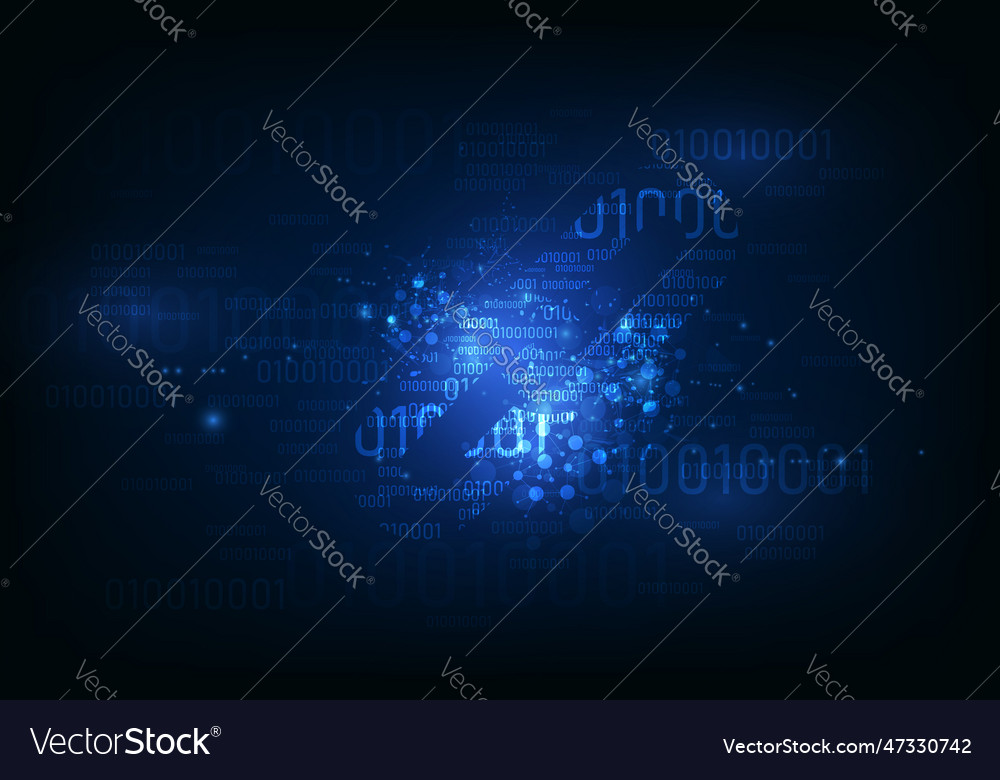 Blockchain hyperlink symbol on binary code number Vector Image