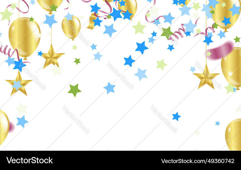 Celebration banner with confetti and gold Vector Image