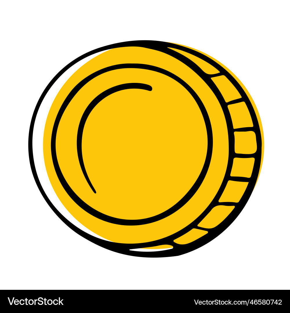 Coin doodle icon isolated on white background Vector Image