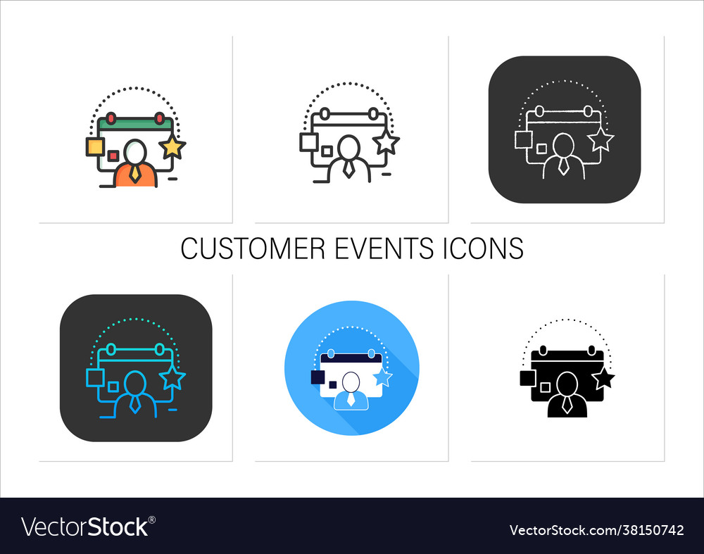 Customer events icons set Royalty Free Vector Image