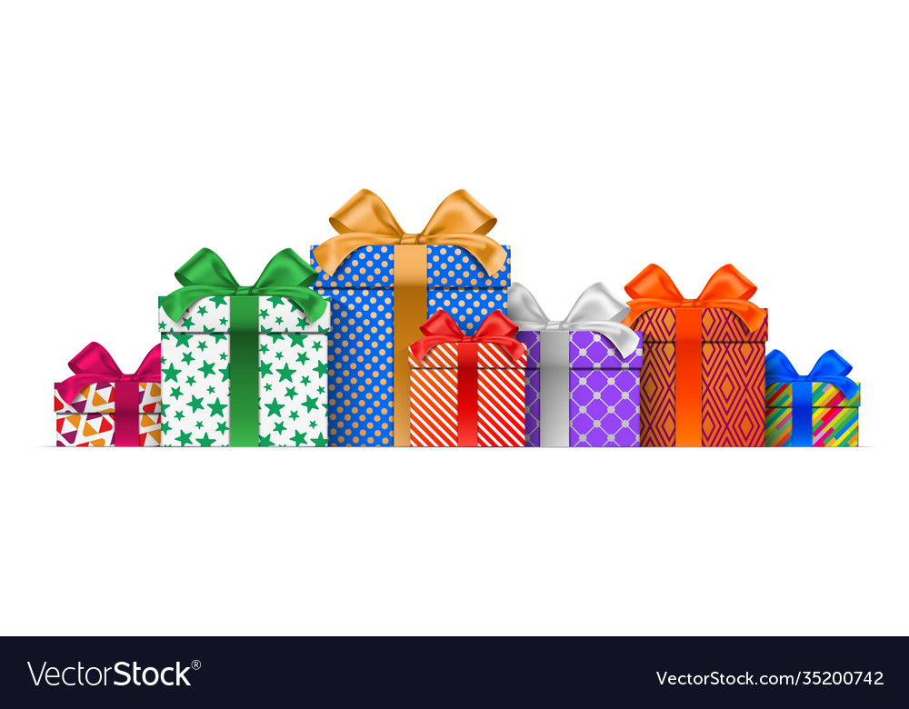 Gift boxes with different colorful patterns Vector Image
