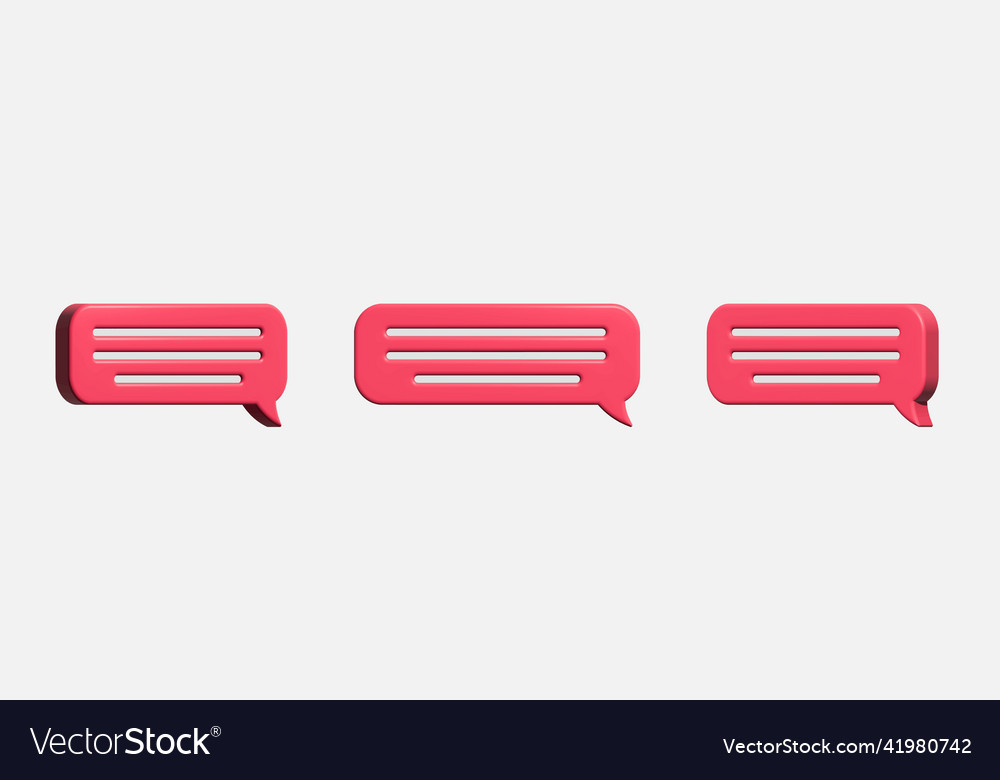 Glossy red speech bubbles and messenger shapes 3d Vector Image