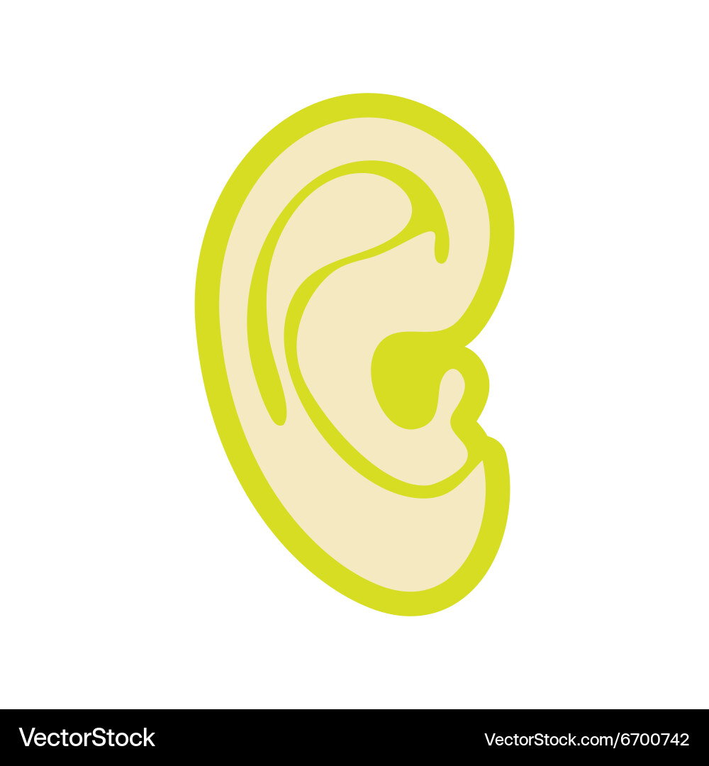 Icon of human ear in flat style Royalty Free Vector Image