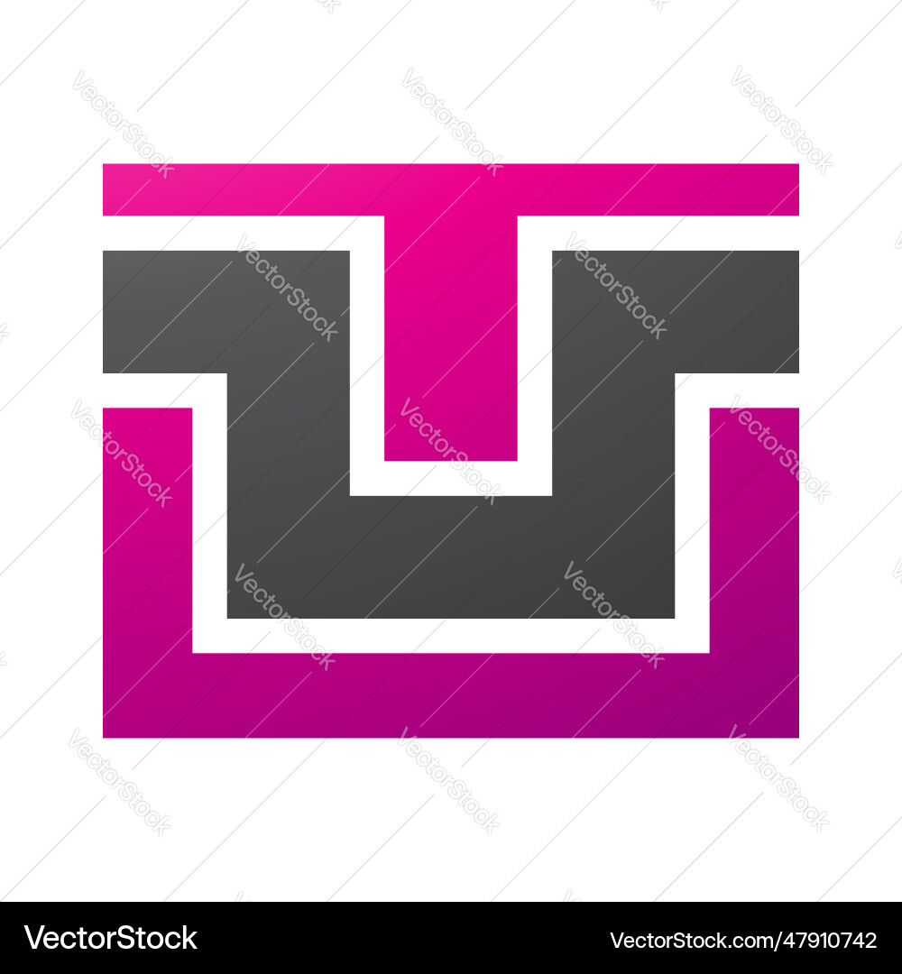 Magenta and black rectangle shaped letter u icon Vector Image