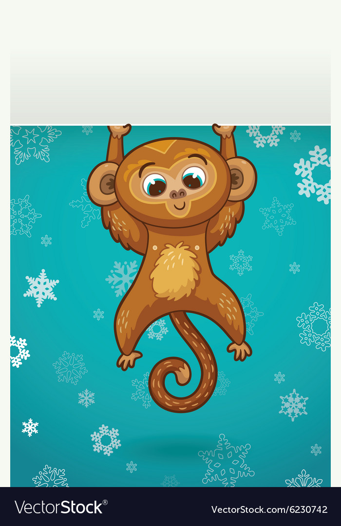 New year vertical banner with monkey for 2016 Vector Image