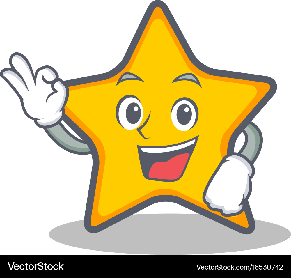Okay star character cartoon style Royalty Free Vector Image