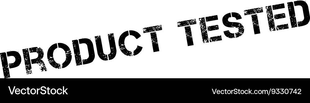 Product tested black rubber stamp on white Vector Image