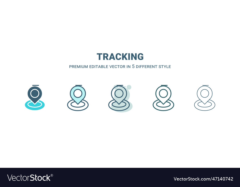 Tracking icon in 5 different style outline filled Vector Image