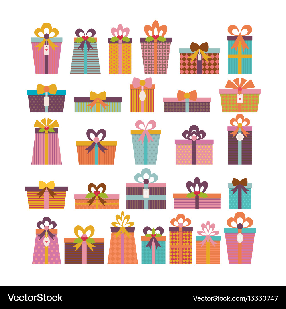 Birthday surprise set of different gift boxes Vector Image