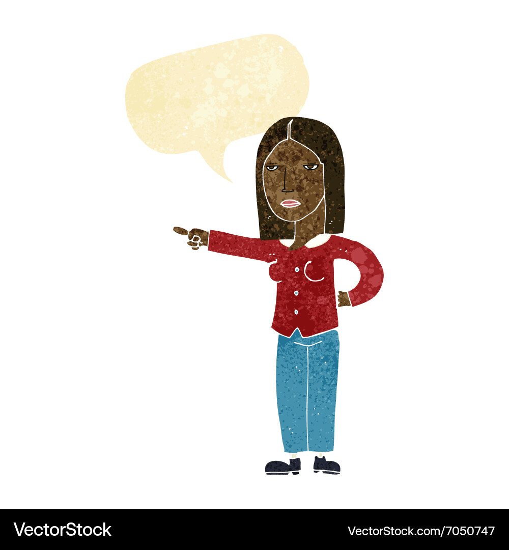 Cartoon woman pointing with speech bubble Vector Image