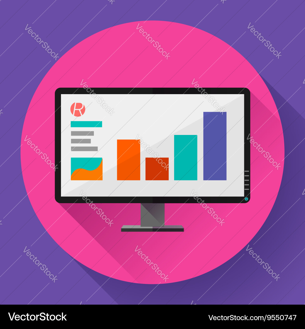 Computer monitor display wide screen icon Vector Image