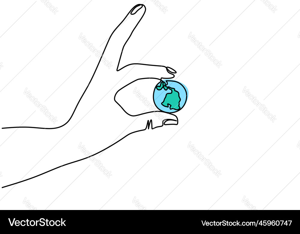 Continuous one line drawing of hands holding Vector Image