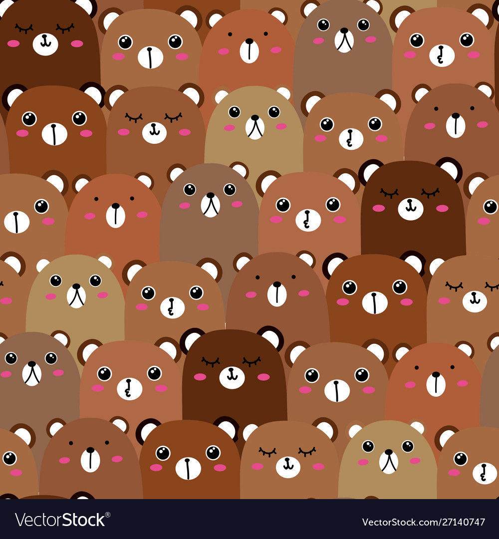 Cute bear seamless pattern background Royalty Free Vector