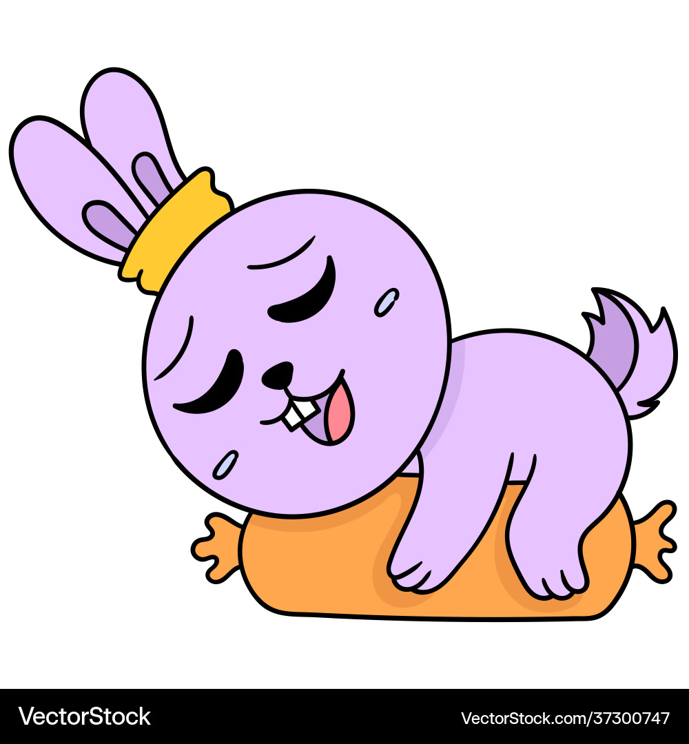 Cute rabbit is tired sleeping on bolster Vector Image
