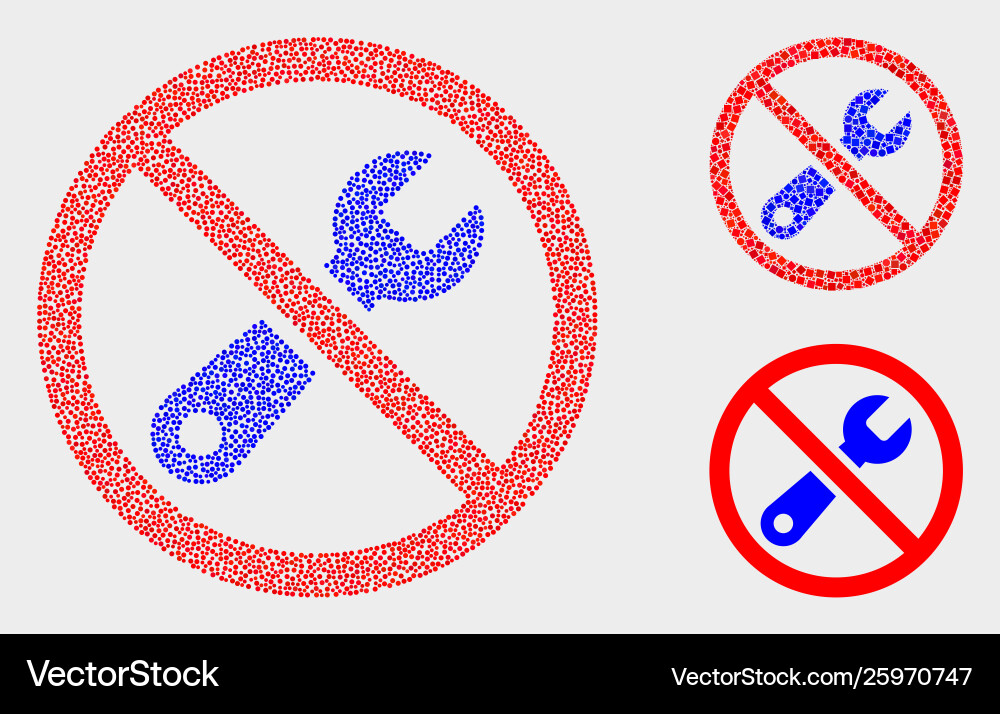 Dotted forbidden repair icons Royalty Free Vector Image