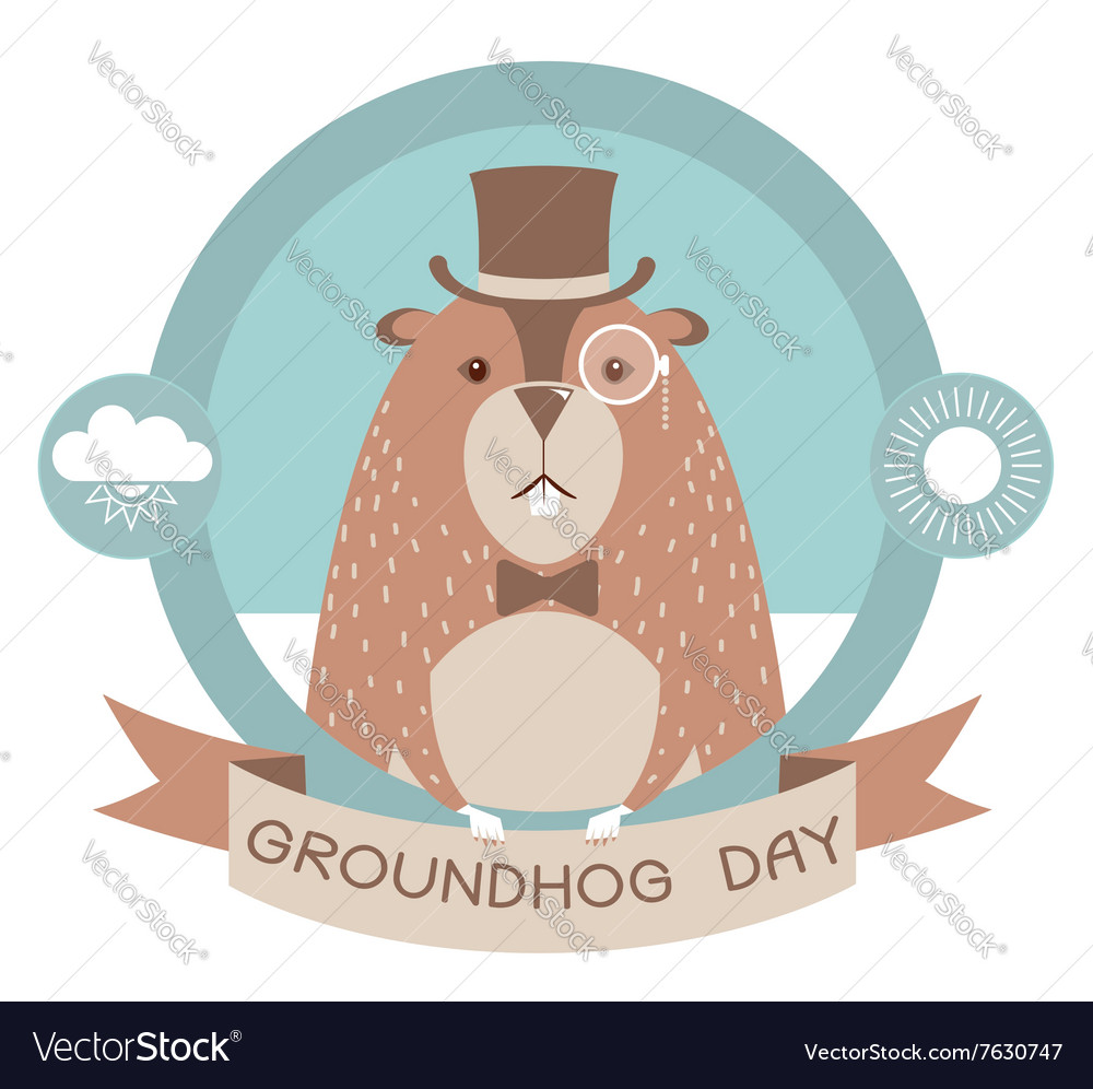 Happy groundhog day label isolated on white Vector Image