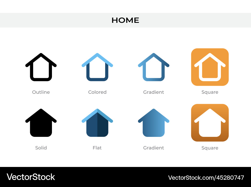Home icon in different style home icons designed Vector Image