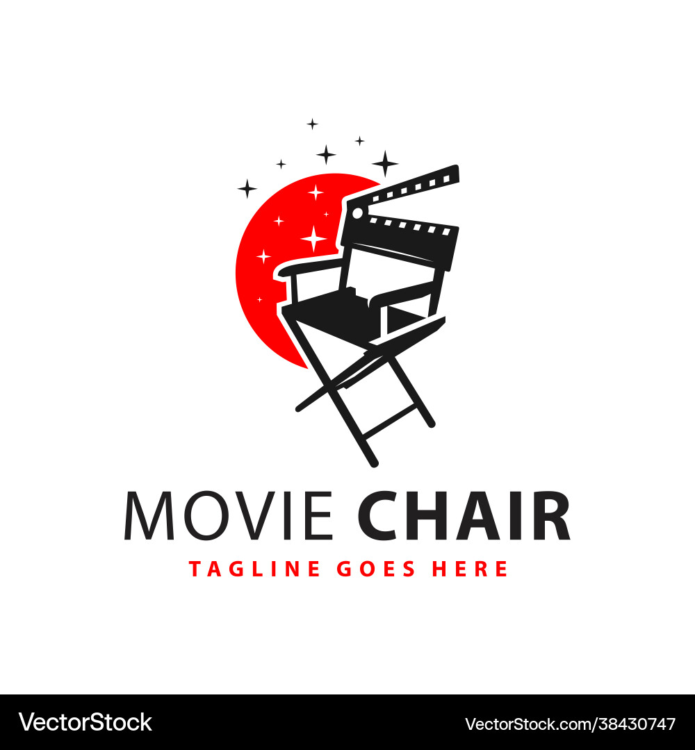 Movie chair logo design Royalty Free Vector Image