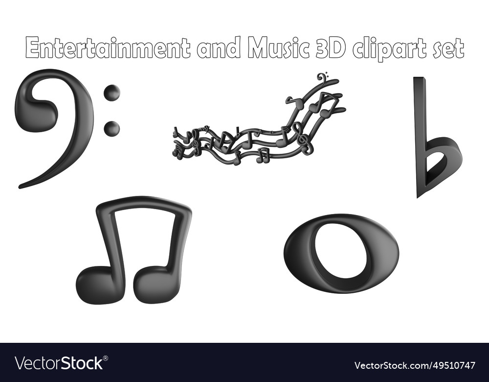 Music notes clipart element 3d render Royalty Free Vector